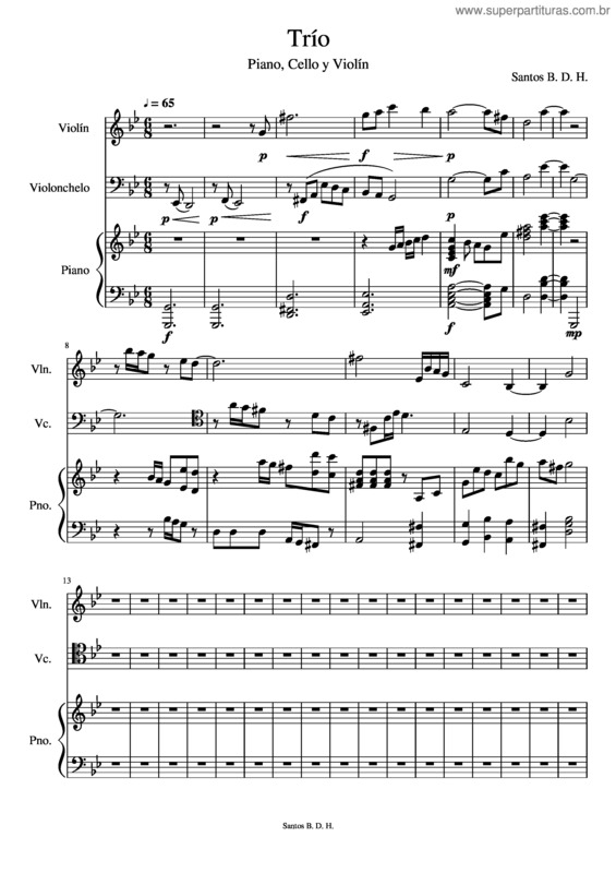Super Partituras - Trío De Piano En G Menor– Santos B.D.H (Desconhecido)