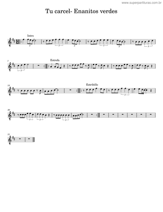 Super Partituras - Tu Carcel – Enanitos Verdes v.3 (Enanitos Verdes)
