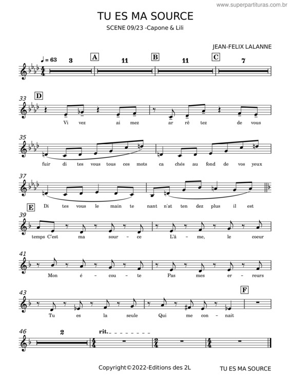 Super Partituras - Tu Es Ma Source (Jean-Felix Lalanne)