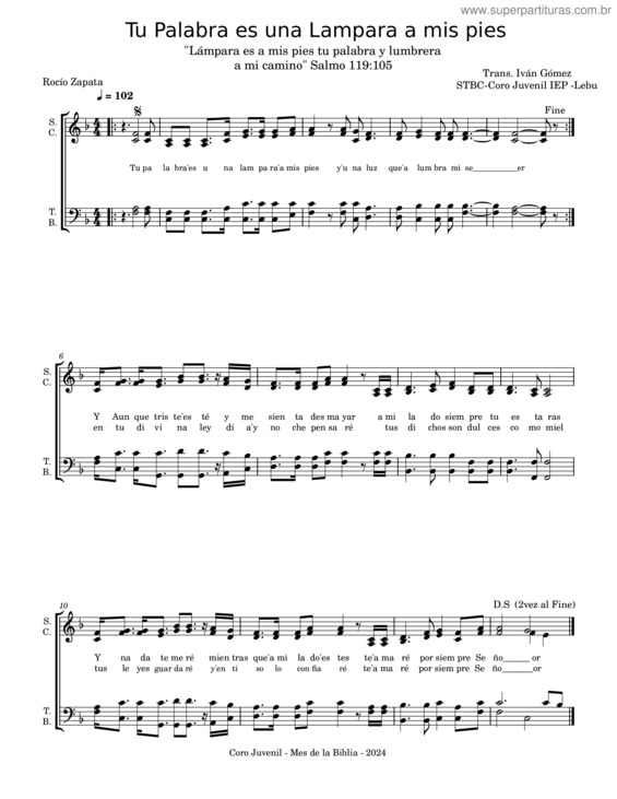 Super Partituras - Tu Palabra Es Una Lampara A Mis Pies (Desconhecido)