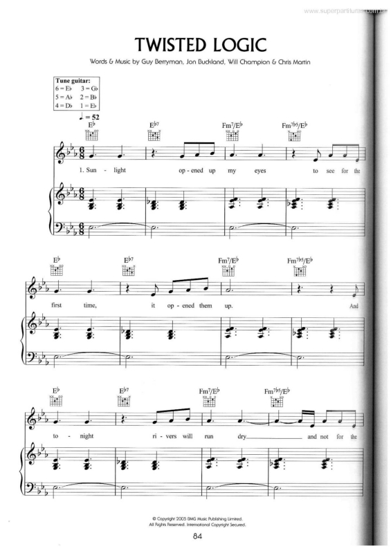 Super Partituras - Twisted Logic (Coldplay, Guy Berryman, Chris Martin ...