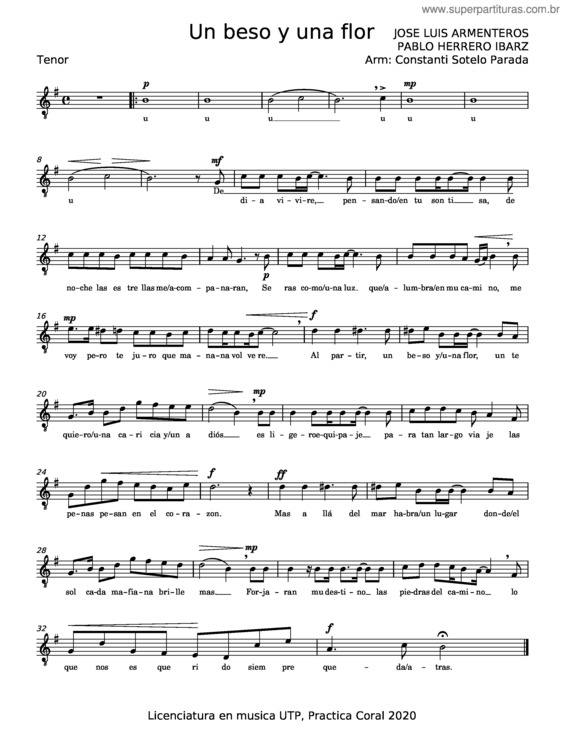 Super Partituras - Un Beso Y Una Flor – Jose Luis Armenteros (Jose Luis ...