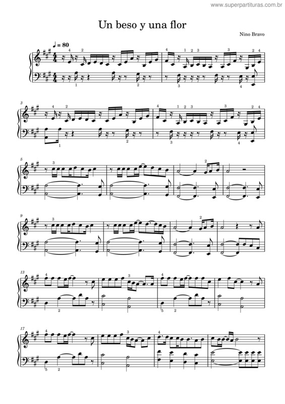 Super Partituras - Un Beso Y Una Flor – Nino Bravo v.2 (Nino Bravo)