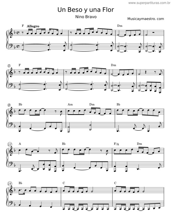 Super Partituras - Un Beso Y Una Flor – Nino Bravo (Nino Bravo)