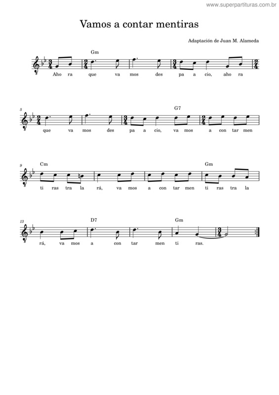 Super Partituras - Vamos A Contar Mentiras v.2 (Canciones Populares)