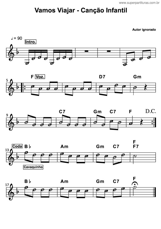 Super Partituras - Vamos Viajar (Música Infantil), com cifra