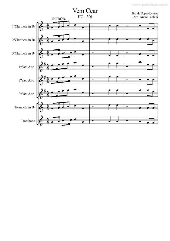 Super Partituras - Vem Cear HC - 301 (André Fachini, Sopro Divino)