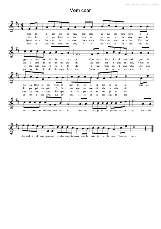 Super Partituras - Vem Cear (Harpa Cristã)