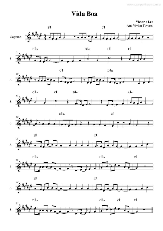 Super Partituras - Vida Boa v.2 (Victor e Leo), com cifra