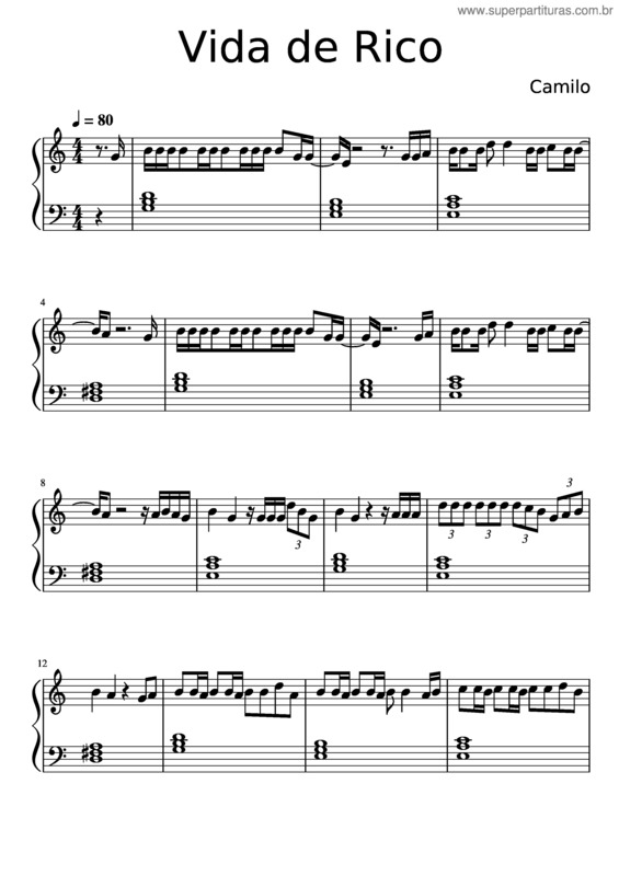 Super Partituras - Vida De Rico (Camilo)
