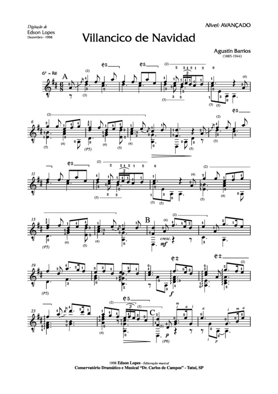 Super Partituras - Villancico de Navidad (Agustin Barrios)