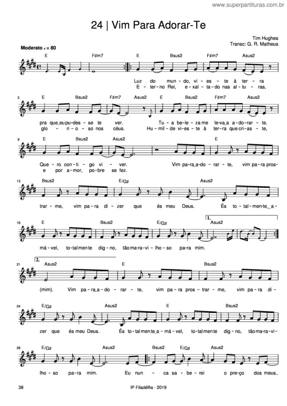 Super Partituras - Vim Para Adorar-Te v.7 (Tim Hughes)