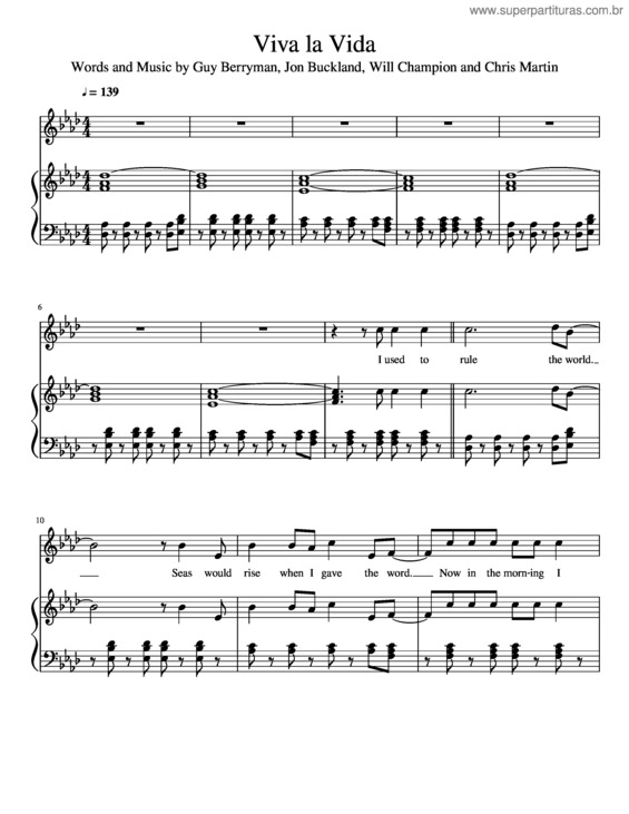 Super Partituras - Viva La Vida v.49 (Coldplay)