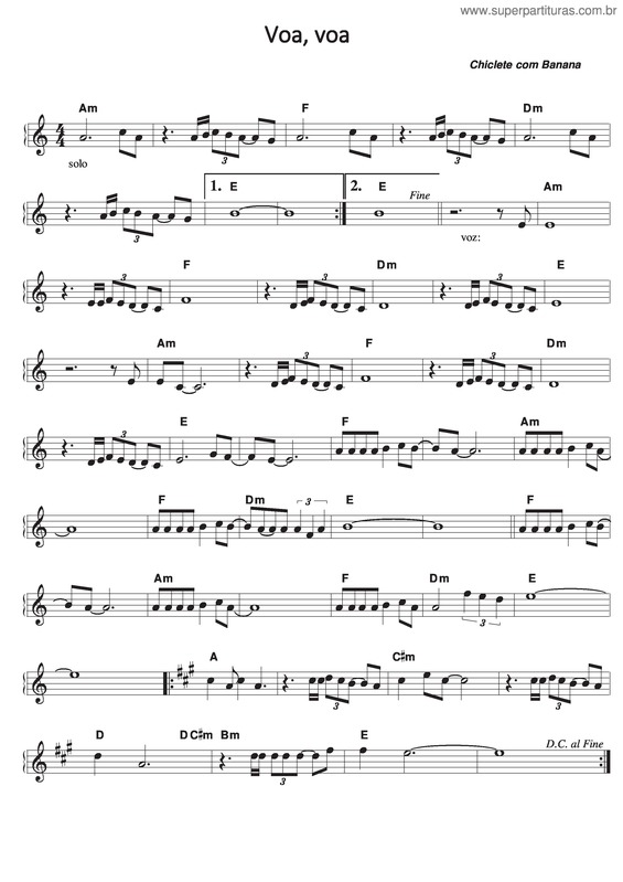 Super Partituras - Voa Voa (Chiclete com banana), com cifra