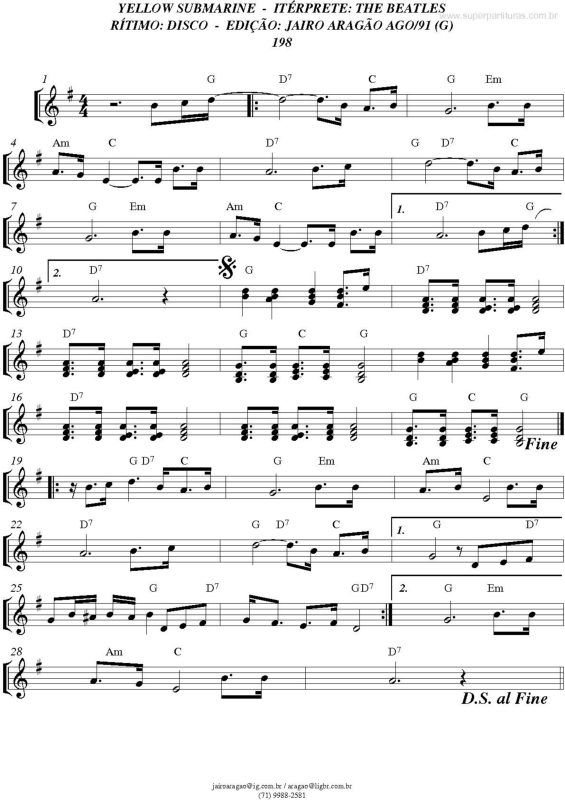 Super Partituras - Yellow Submarine (The Beatles), com cifra