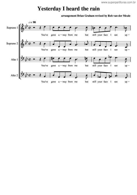 Super Partituras - Yesterday I Heard The Rain Clarinet (Desconhecido)