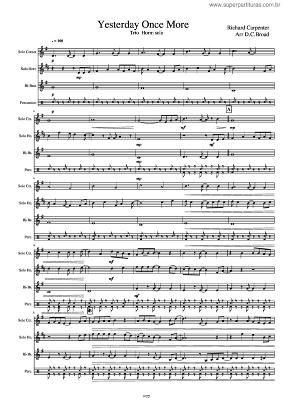 Super Partituras - Yesterday Once More v.5 (The Carpenters, John Bettis)