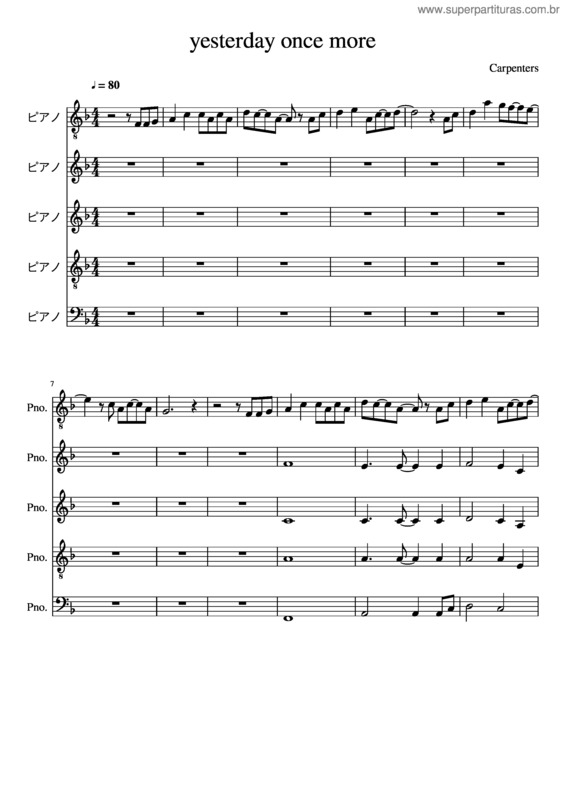 Super Partituras - Yesterday Once More v.6 (The Carpenters, John Bettis)